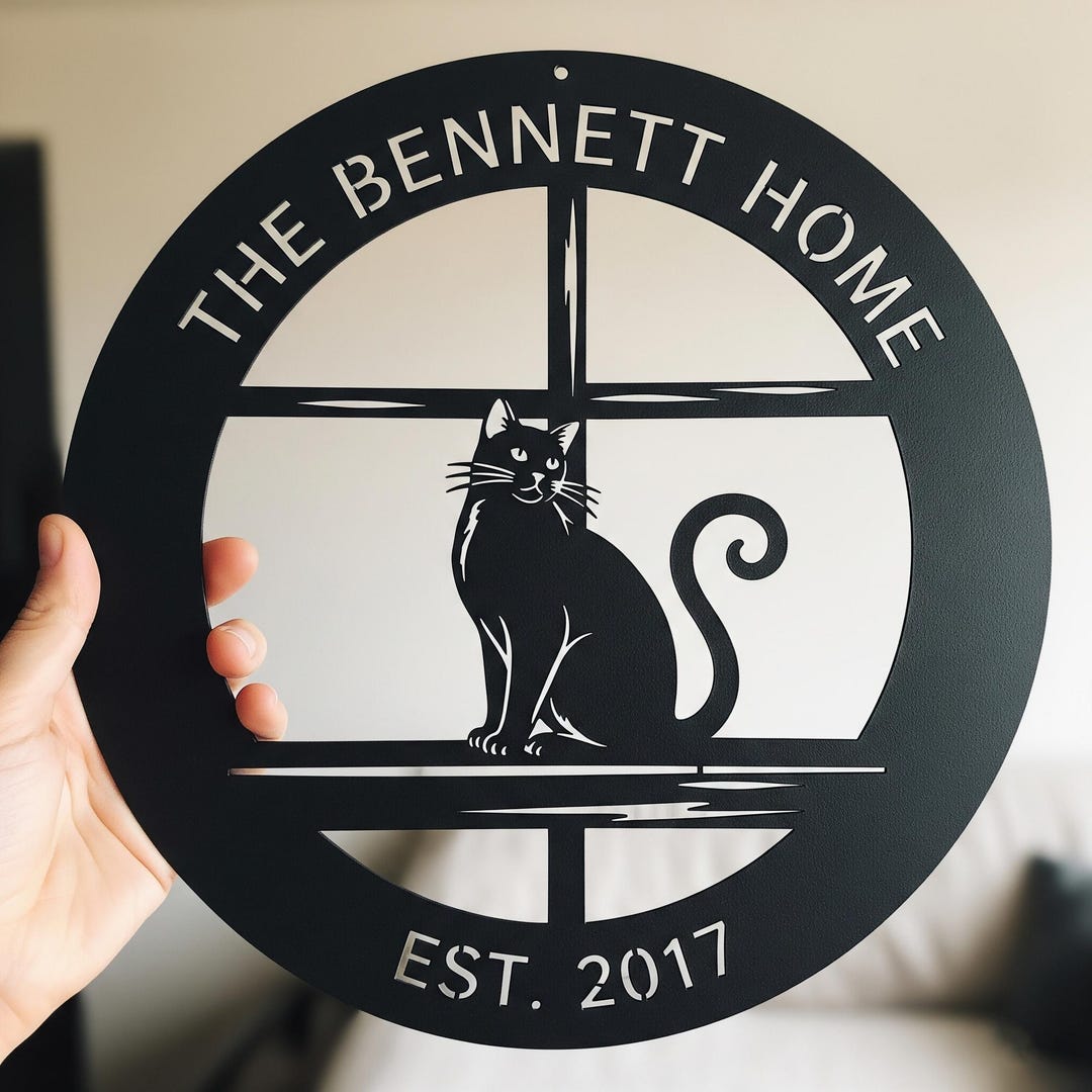 Custom Metal Cat Sign, Cat Welcome Signs, Cat Lovers Wall Hanging ...