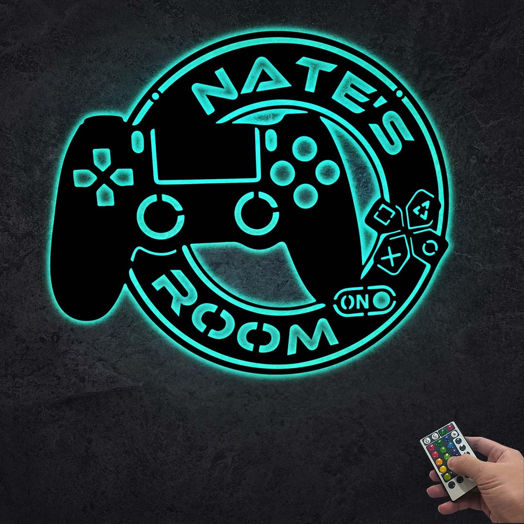 Custom Metal Gaming Sign With Led Light, Game Room Decor, Gamer Name ...