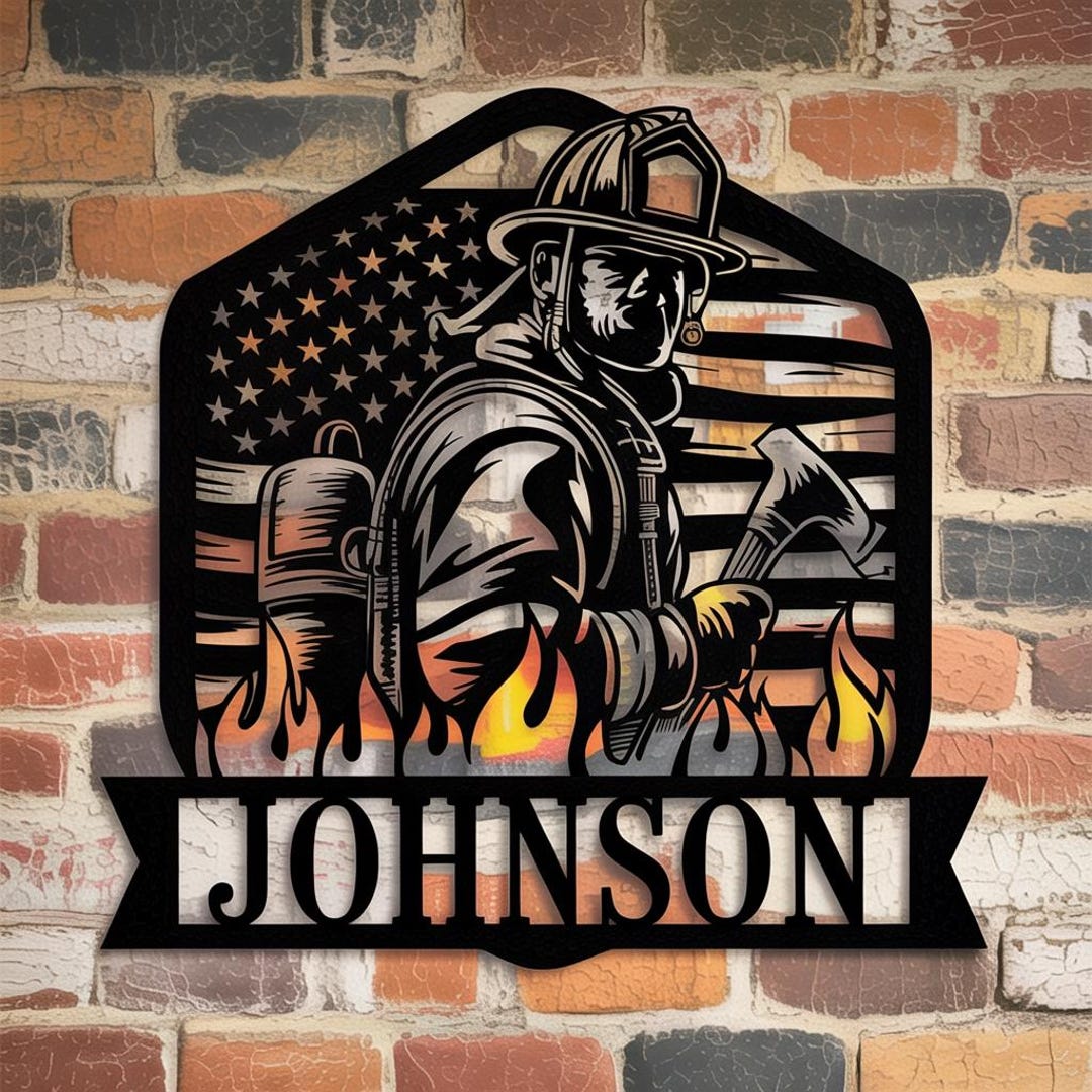 Personalized Firefighter Metal Sign, Fireman Custom Sign, Fireman Gift ...