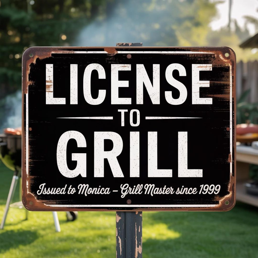 Personalized Grill Master Sign, BBQ Master Metal Sign, Backyard BBQ ...
