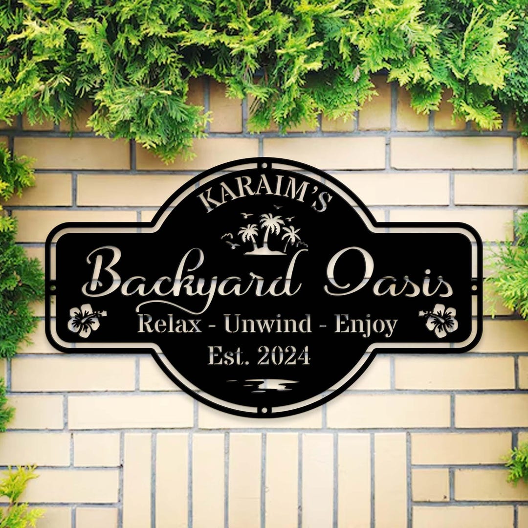 Personalized Backyard Oasis Pool Metal Sign, Outdoor Patio Decor ...