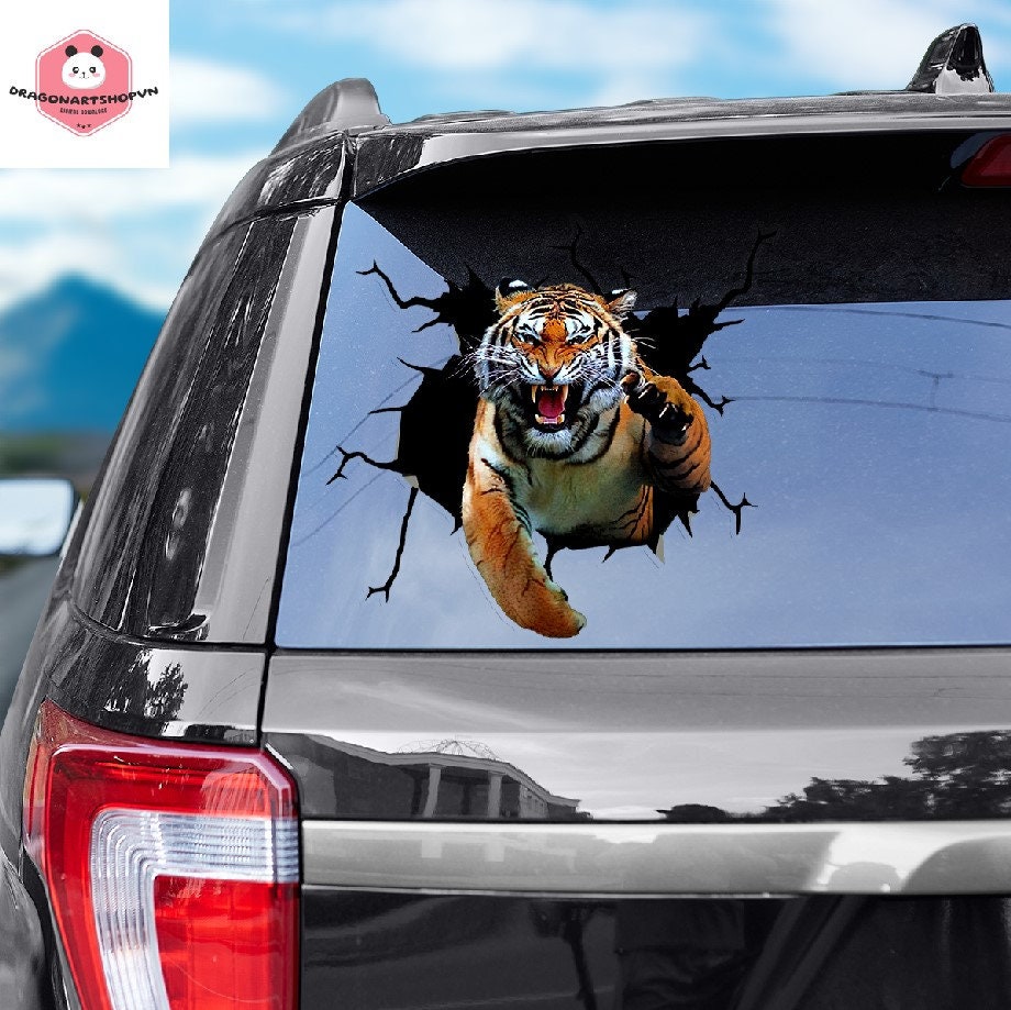 Tiger Vinyl Decal for Car, Tiger Bumper Sticker, Tiger Peeking Vinyl ...
