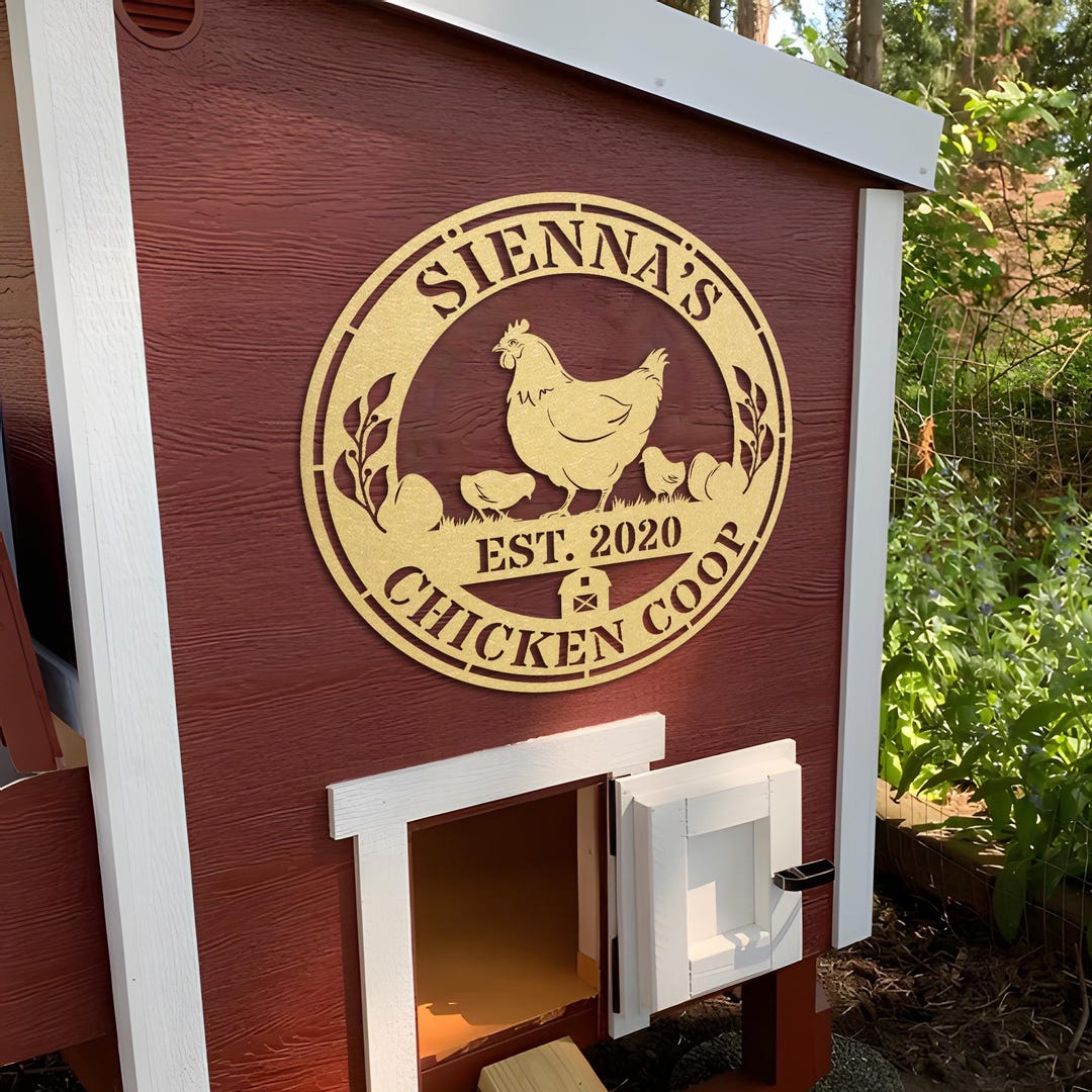 Chicken Coop Metal Sign, Personalized Chicken Coop Sign Name, Chicken ...