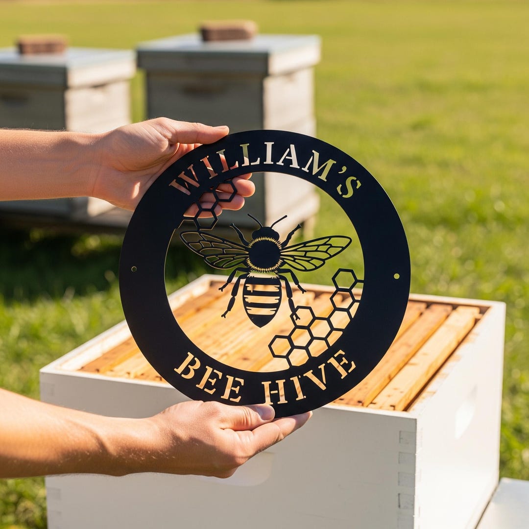 Custom Beehive Metal Sign, Bee Hive Sign, Bee Yard Sign, Beekeeper ...