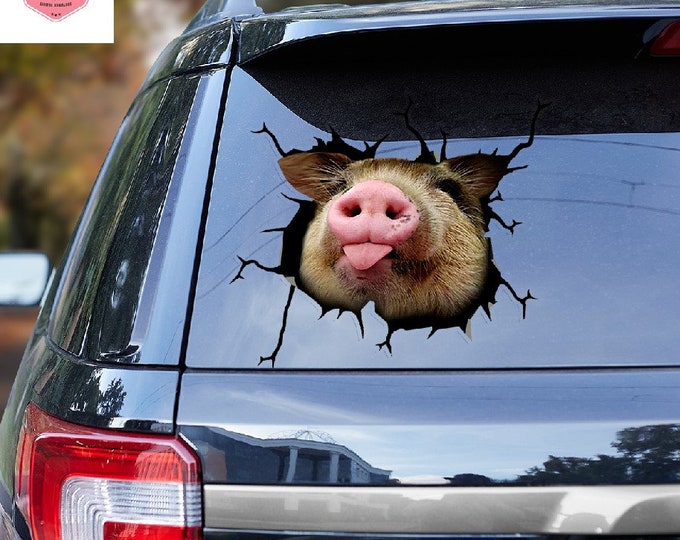 Funny Pig Vinyl Decal for Car, Pink Pig Bumper Sticker, Pig Vinyl ...