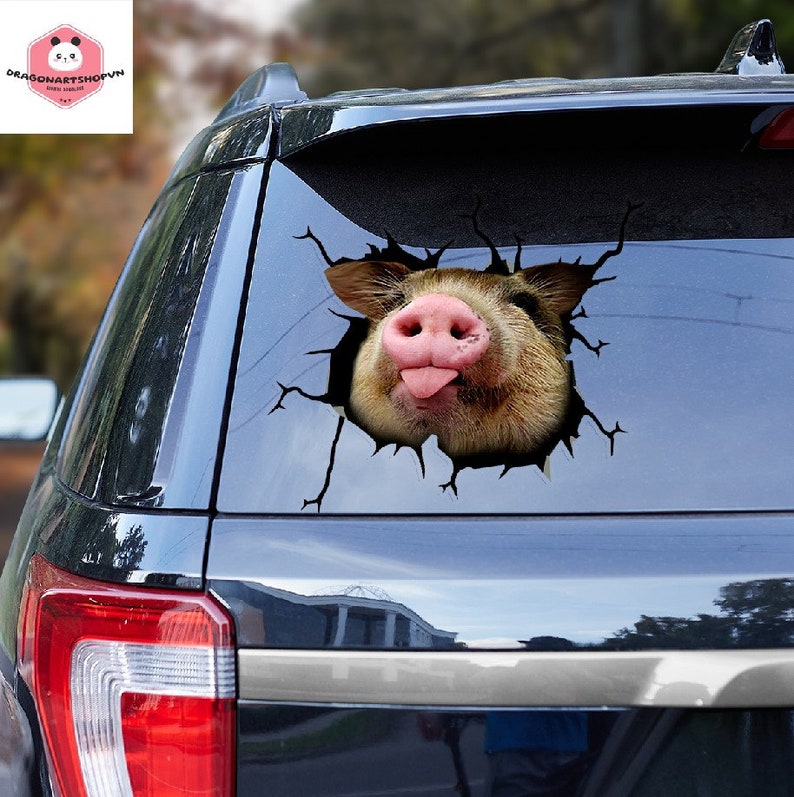 Funny Pig Vinyl Decal for Car, Pink Pig Bumper Sticker, Pig Vinyl ...