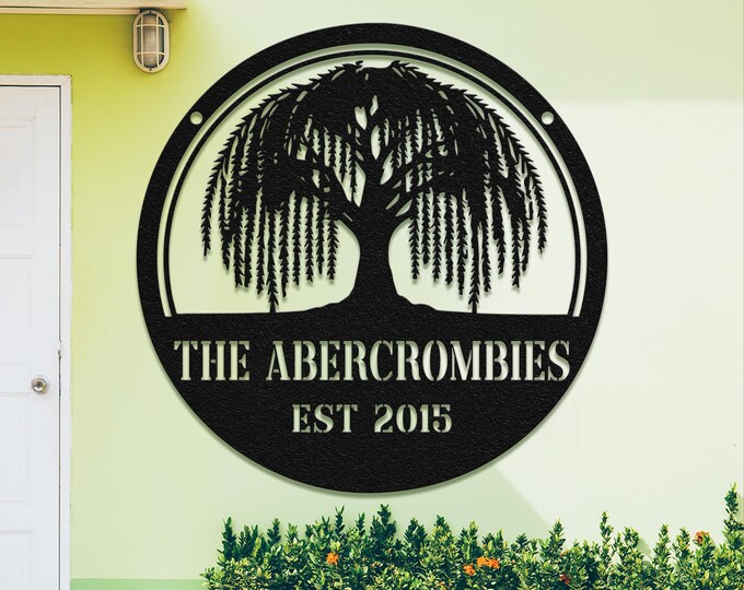 Personalized Willow Tree Metal Sign, Custom Family Name Sign, Willow ...