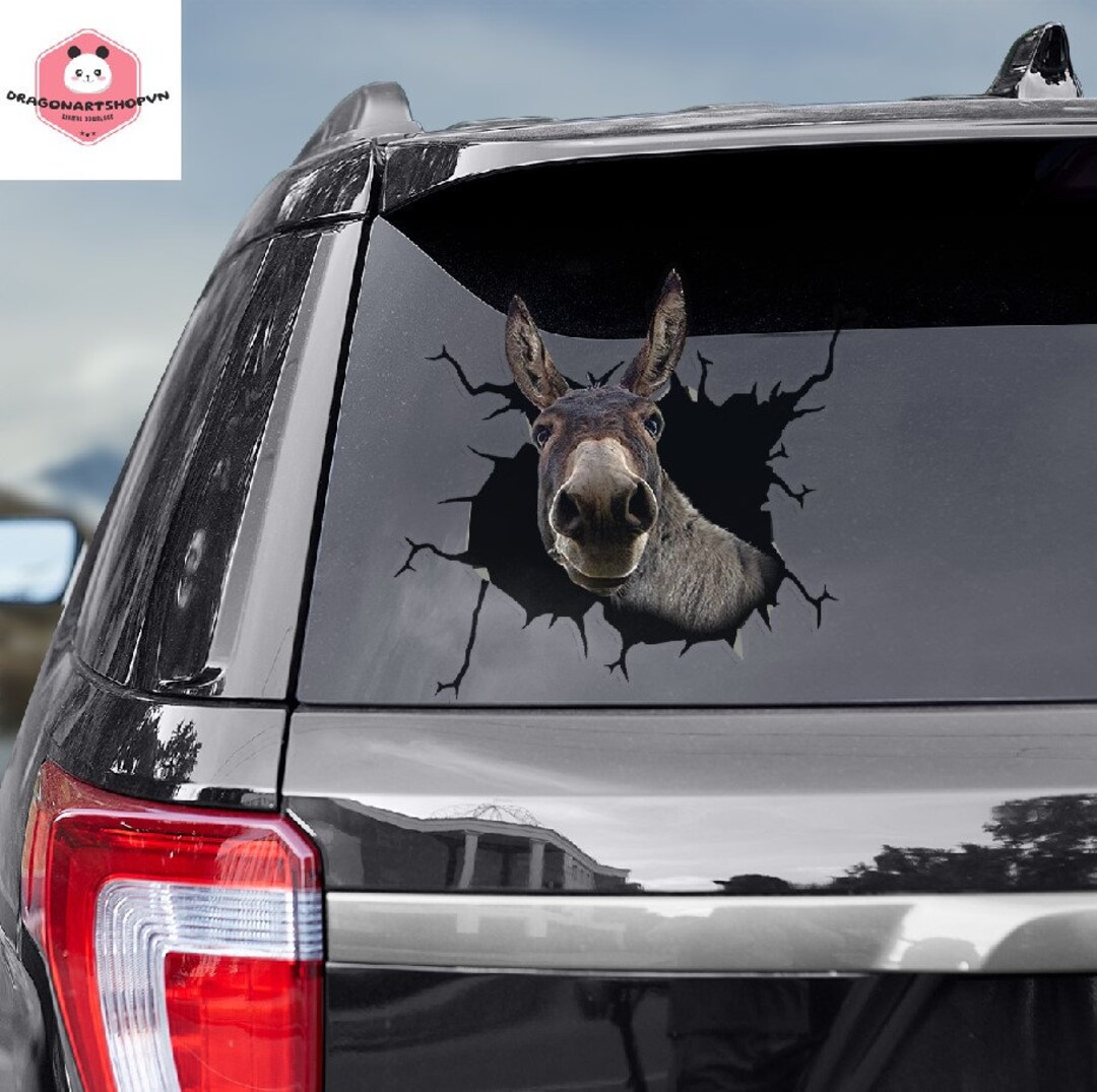 Donkey Vinyl Decal for Car, Mini Donkey Bumper Sticker, Animals Farm ...