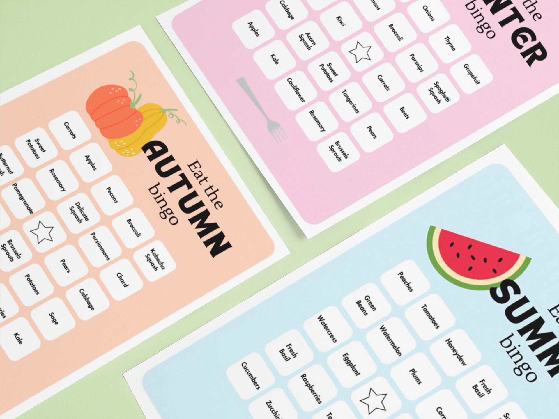 Seasonal Eating Bingo Card Set: Family Dinnertime Game - Etsy