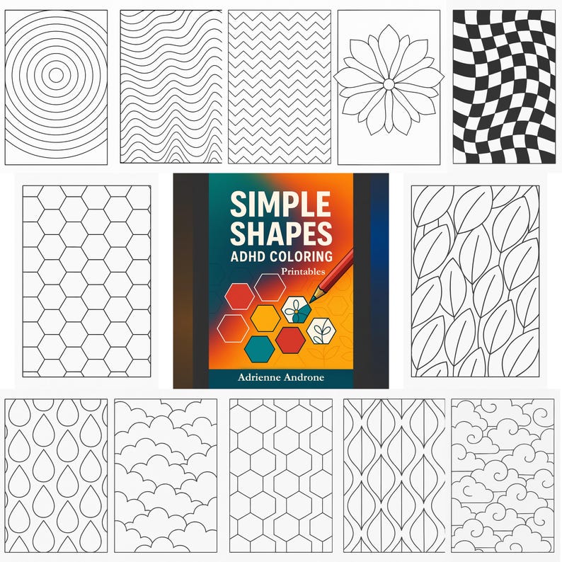 37 X Simple Shapes - ADHD Coloring - Printables/pages - ADHD Friendly ...
