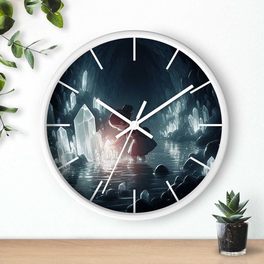 Fantasy Cave With Glowing Crystals Wall Clock - Etsy