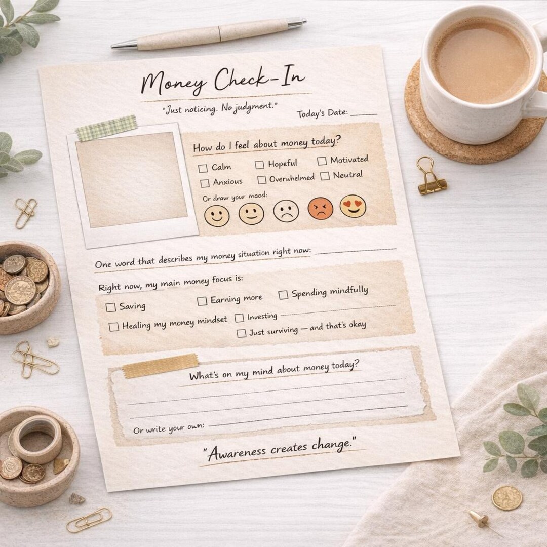 Money Check-in Printable | Aesthetic Money Mindset Journal Page ...