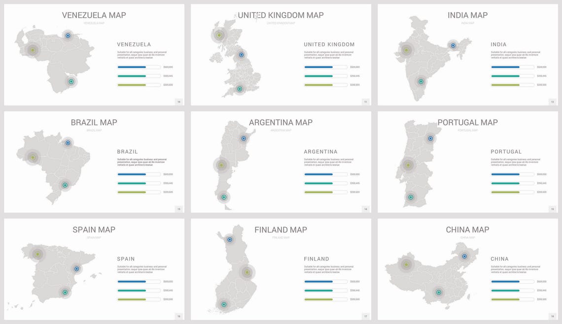 Customized Editable Map Powerpoint Template, World Map Powerpoint Fully ...