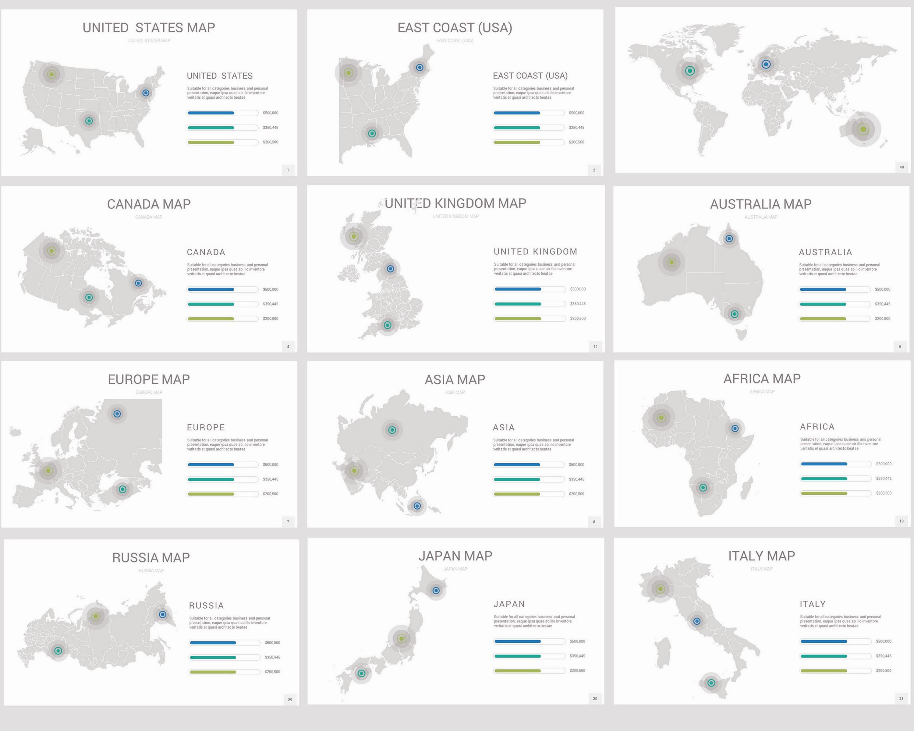 Customized Editable Map Powerpoint Template, World Map Powerpoint Fully ...