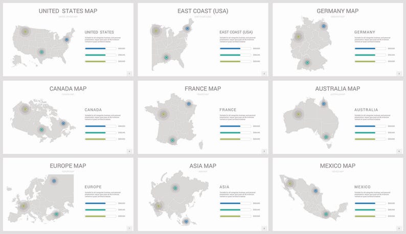 Customized Editable Map Powerpoint Template, World Map Powerpoint Fully ...