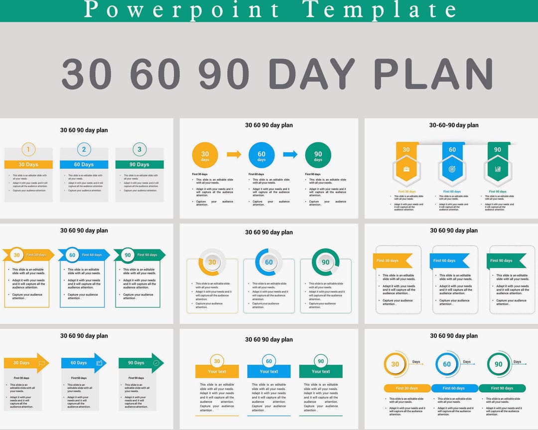 Customized 30 60 90 Day Plan Template Powerpoint, 30 60 90 Template, 30 ...