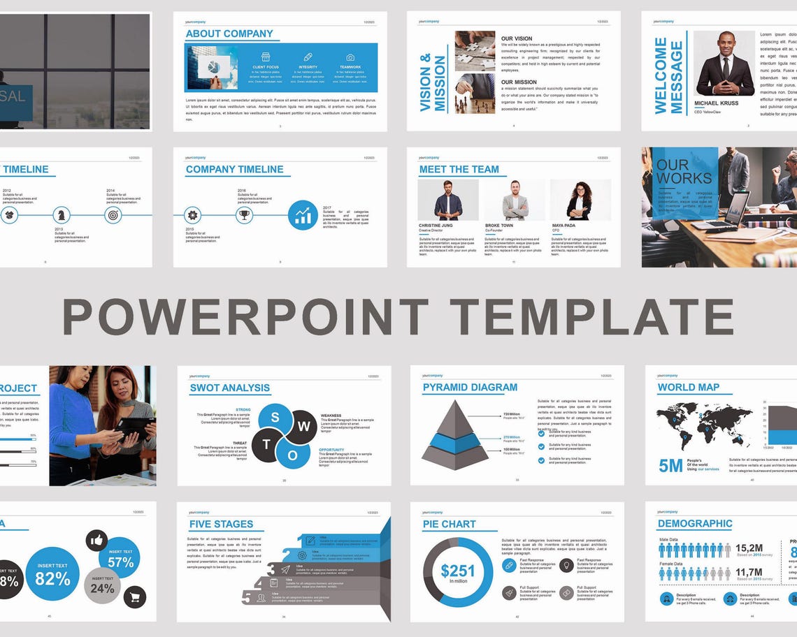 Customized Powerpoint Template Minimalist, Blue Powerpoint Template ...