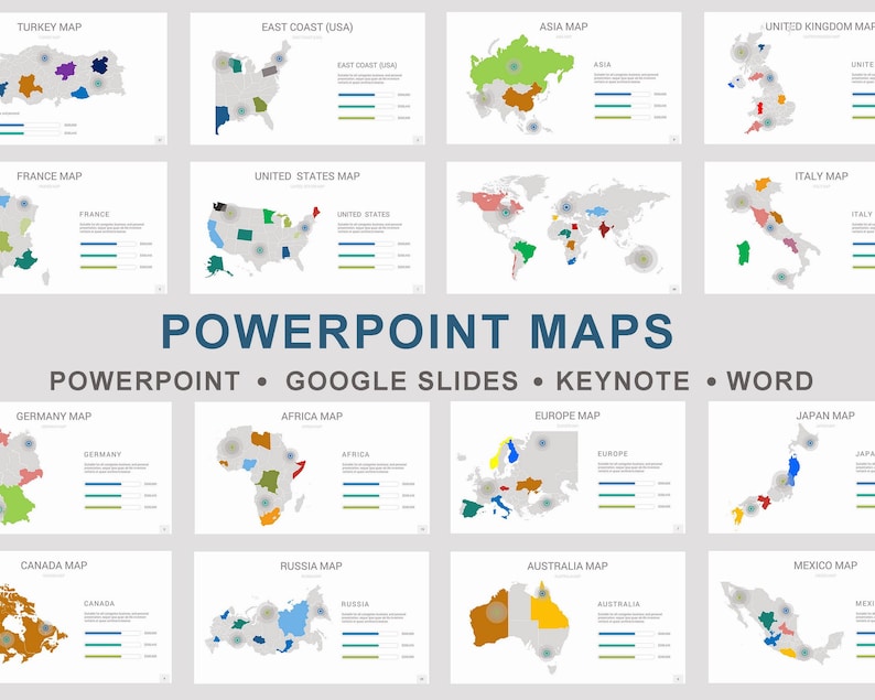 Customized Editable Map Powerpoint Template, World Map Powerpoint Fully ...