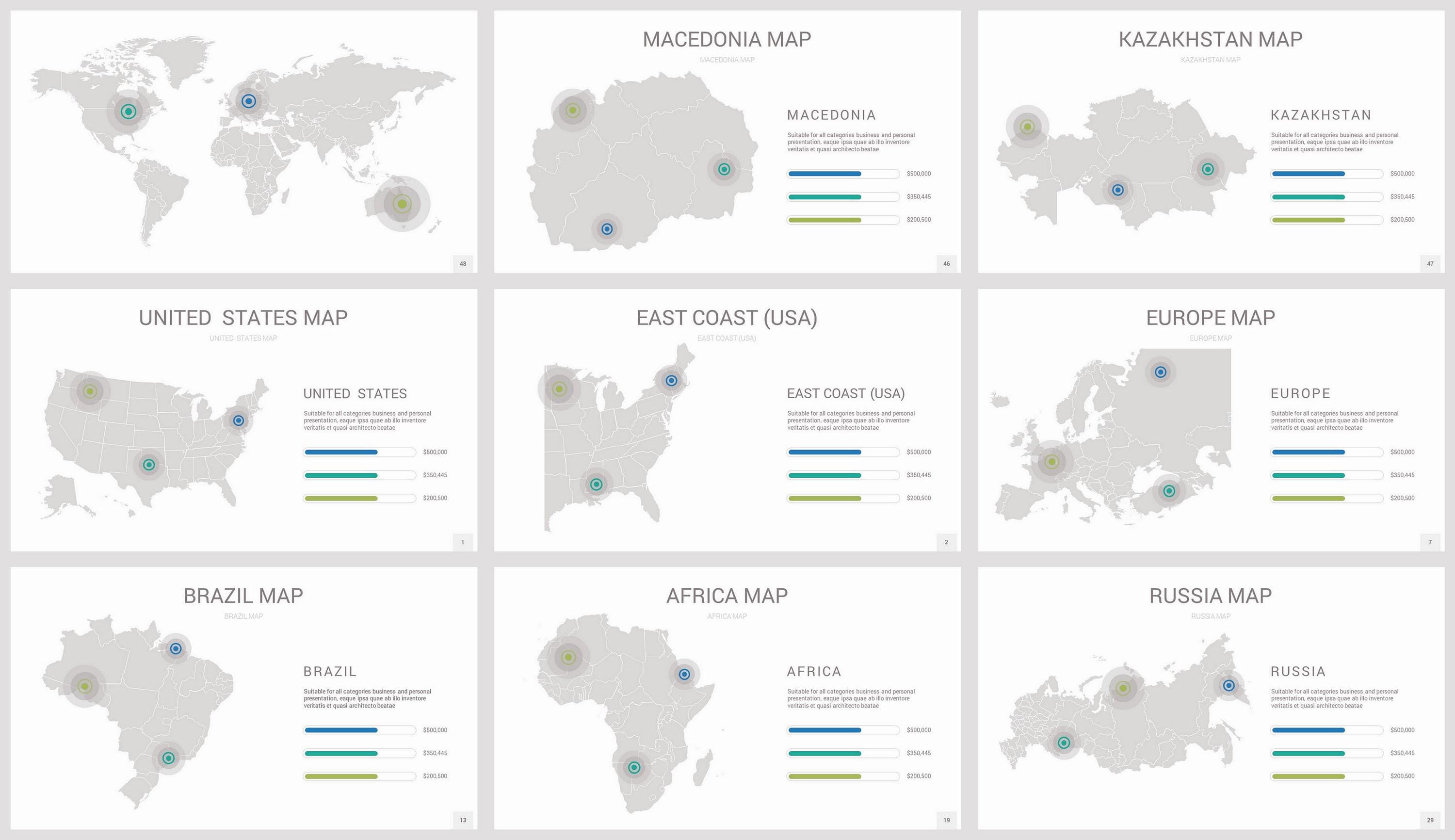 Customized Editable Map Powerpoint Template, World Map Powerpoint Fully ...