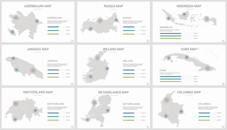 Customized Editable Map Powerpoint Template, World Map Powerpoint Fully ...