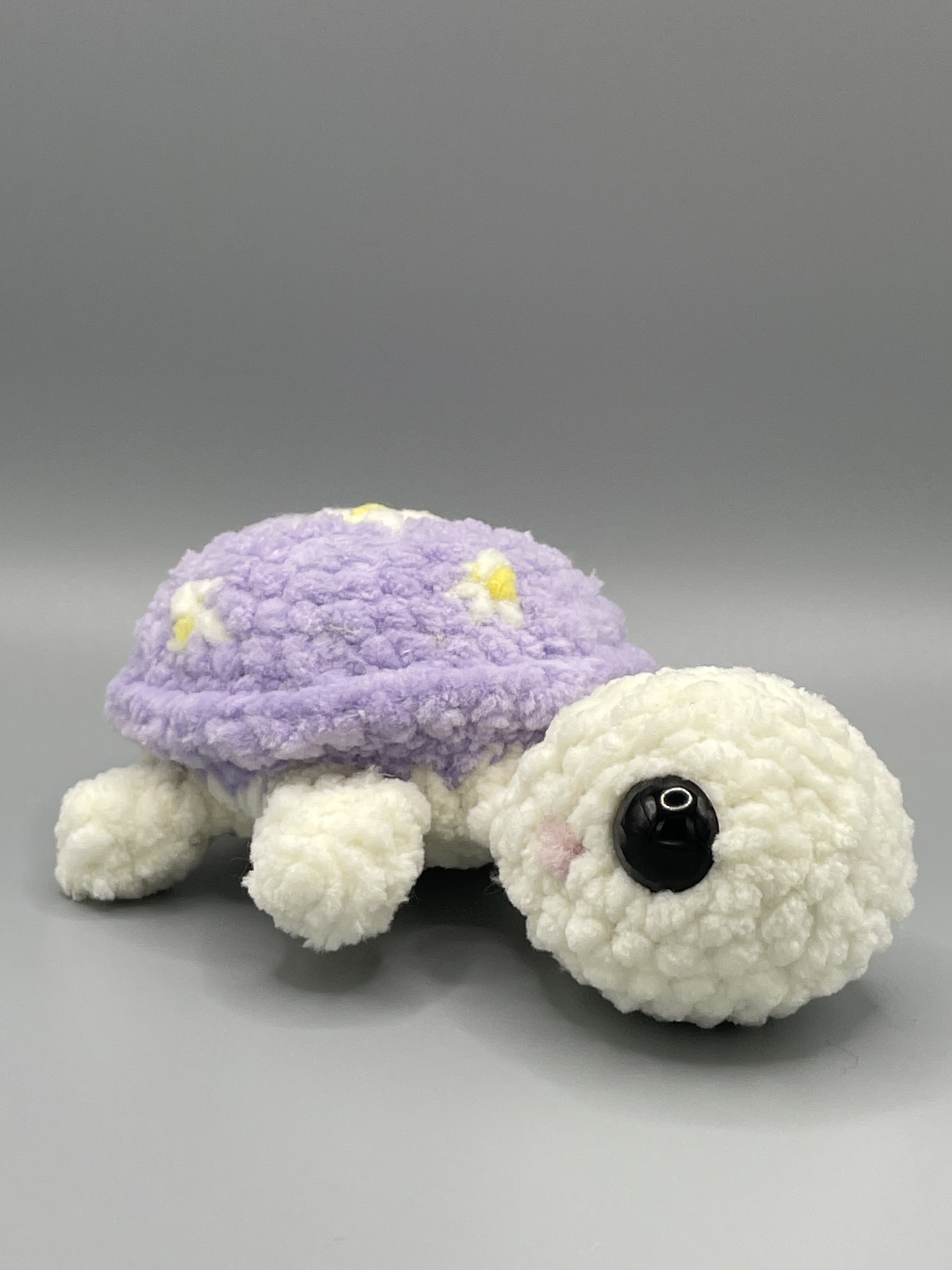 Small Daisy Crochet Turtle Plushie Handmade Floral Toy, Cute Springtime ...