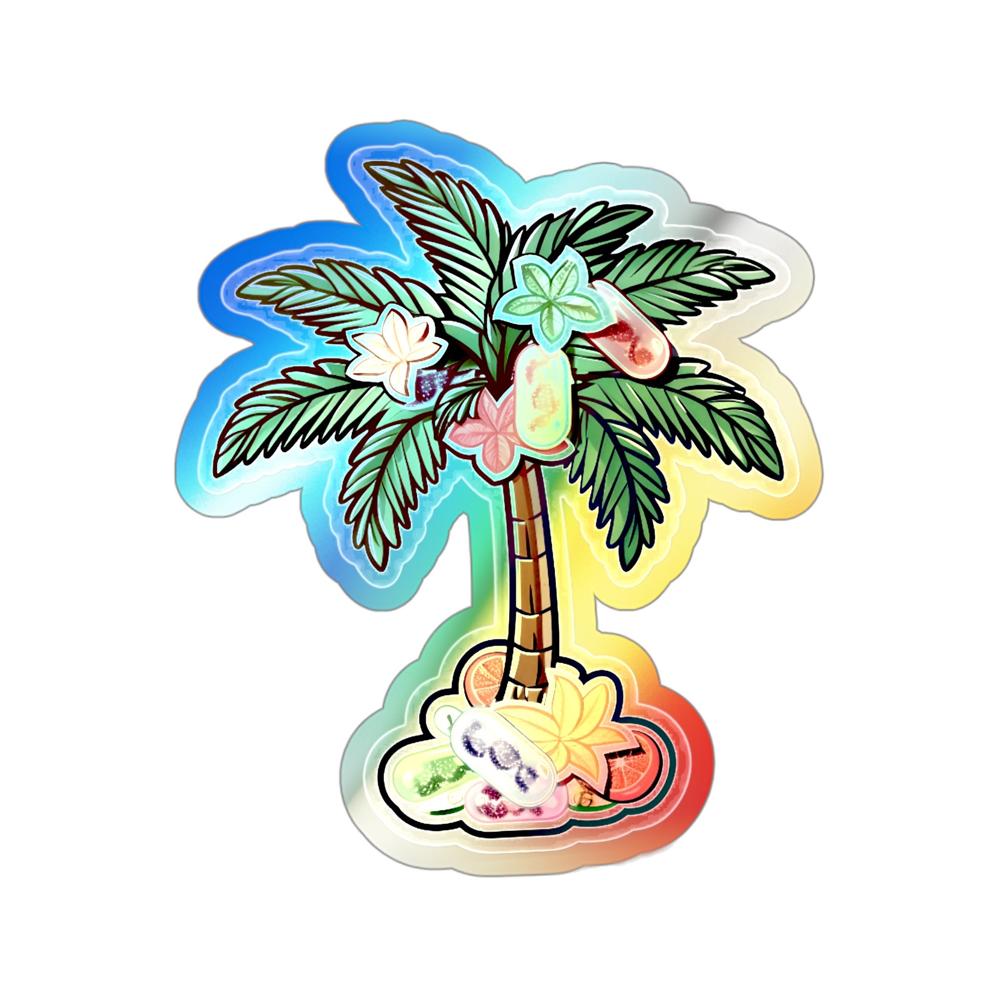 CANNABIS Marijuana Weed Leaf & Palm TREE Waterproof Vinyl STICKER With ...
