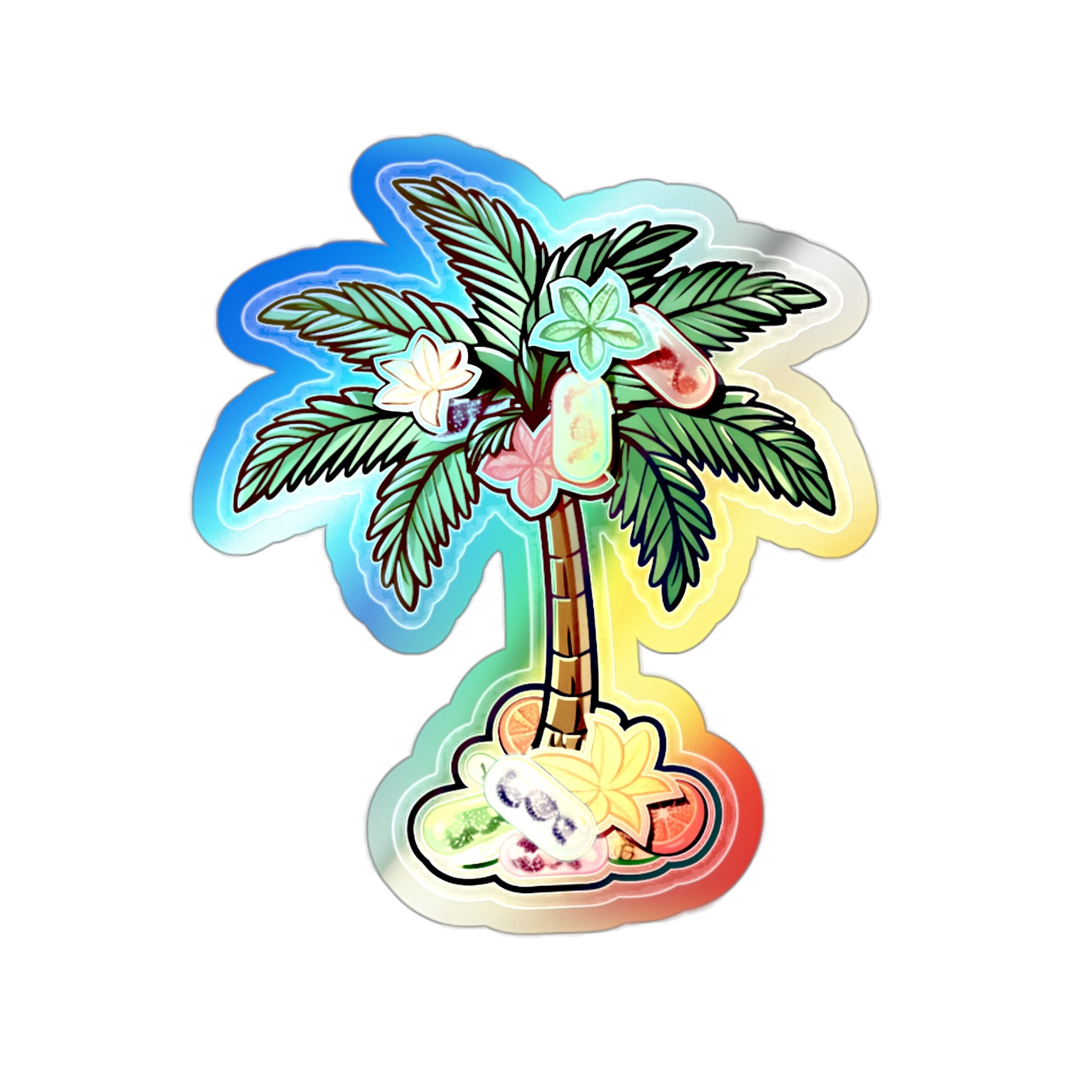 CANNABIS Marijuana Weed Leaf & Palm TREE Waterproof Vinyl STICKER With ...