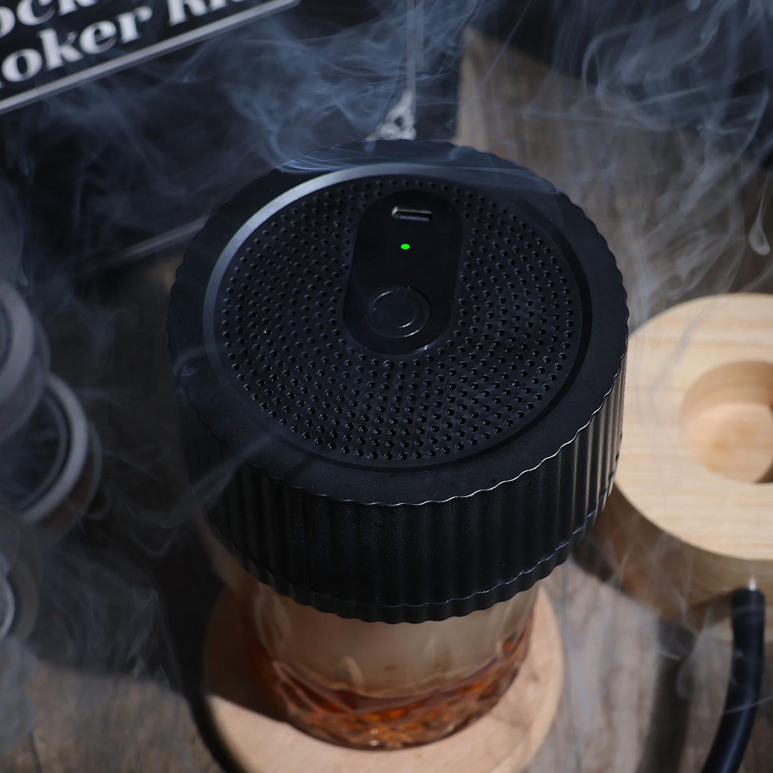 Rechargeable Cocktail Smoker Kit: Built-in Ignition, Wood Base & Hose ...