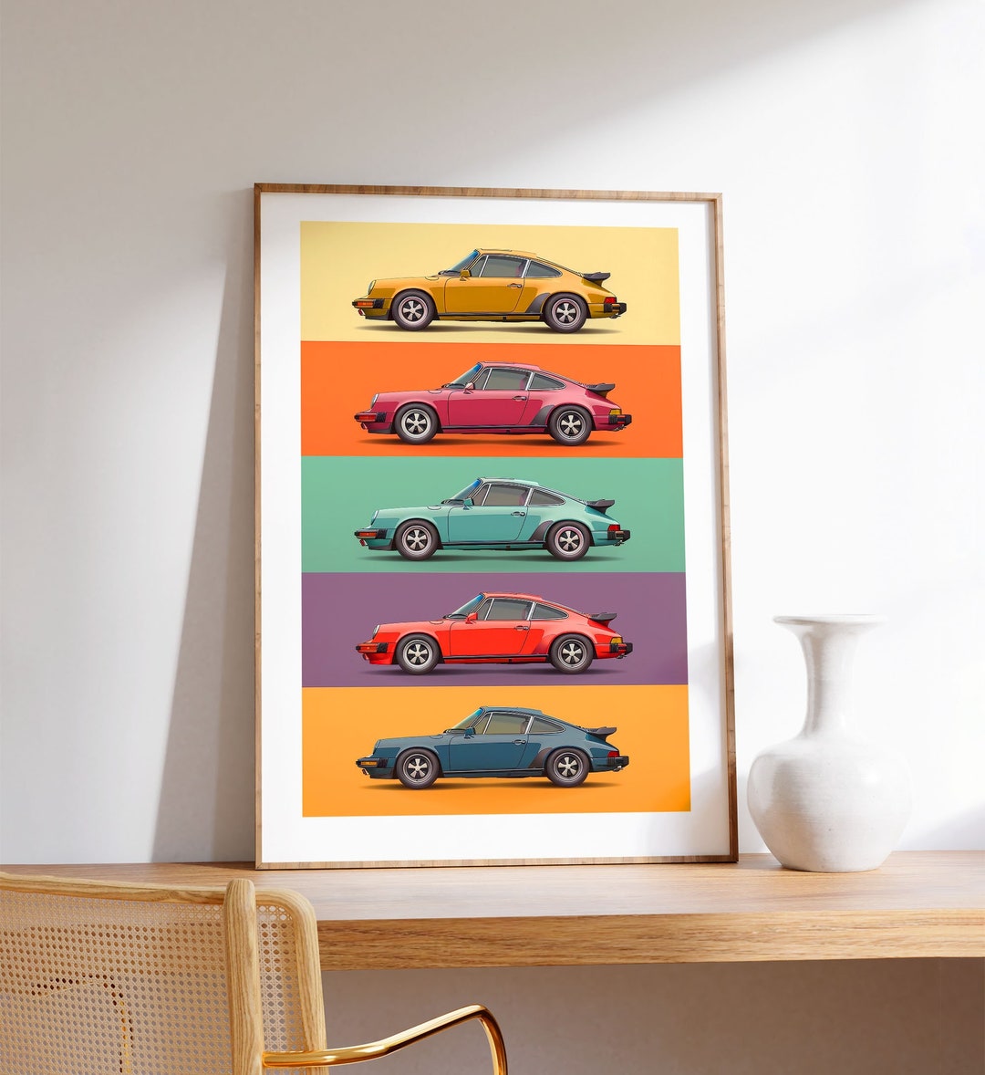 Vintage Porsche 911 Poster Classic Sports Car Wall Art, Retro ...