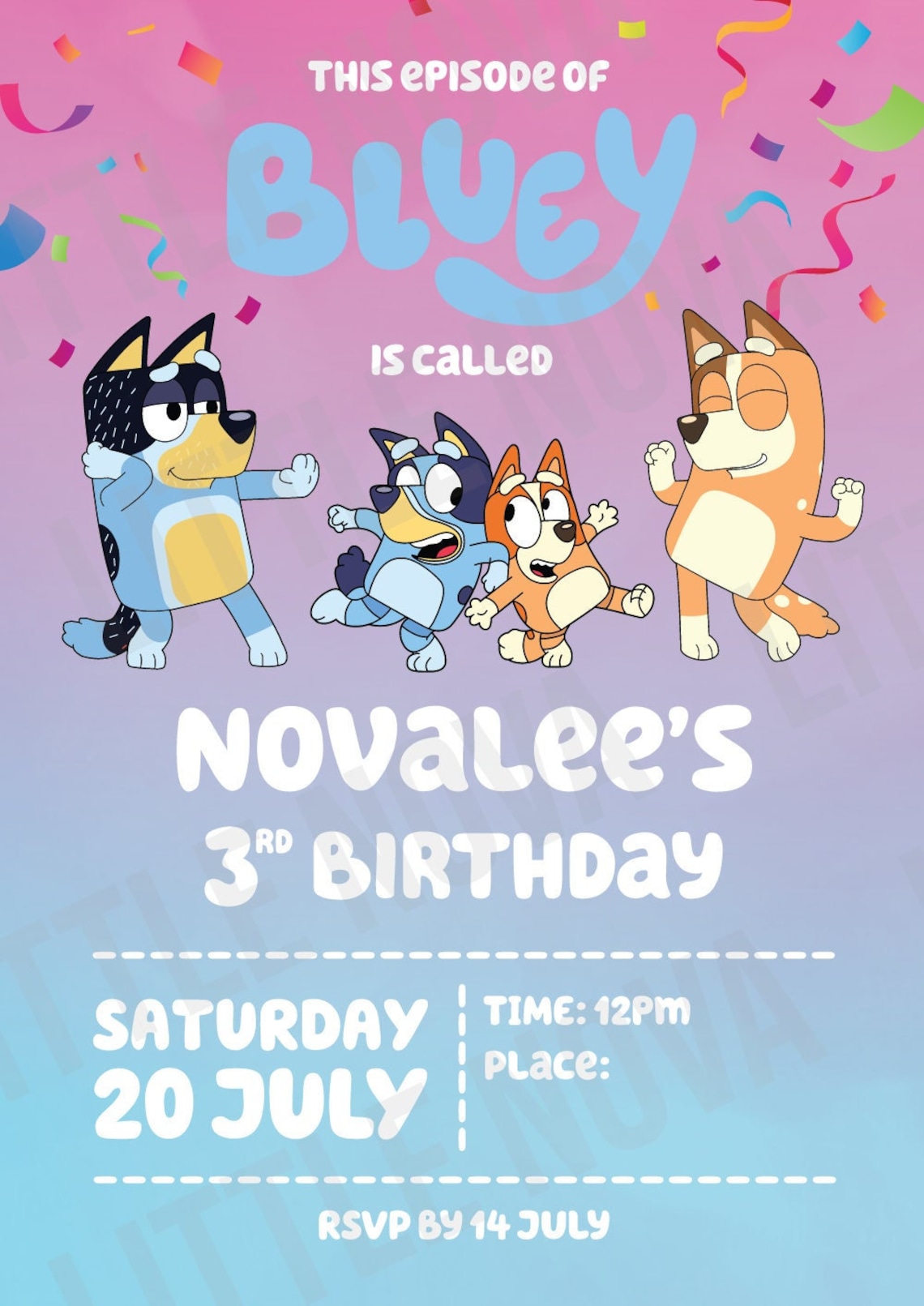 Bluey Birthday Invites X2 - AI, Blank PNG and Font File - Etsy