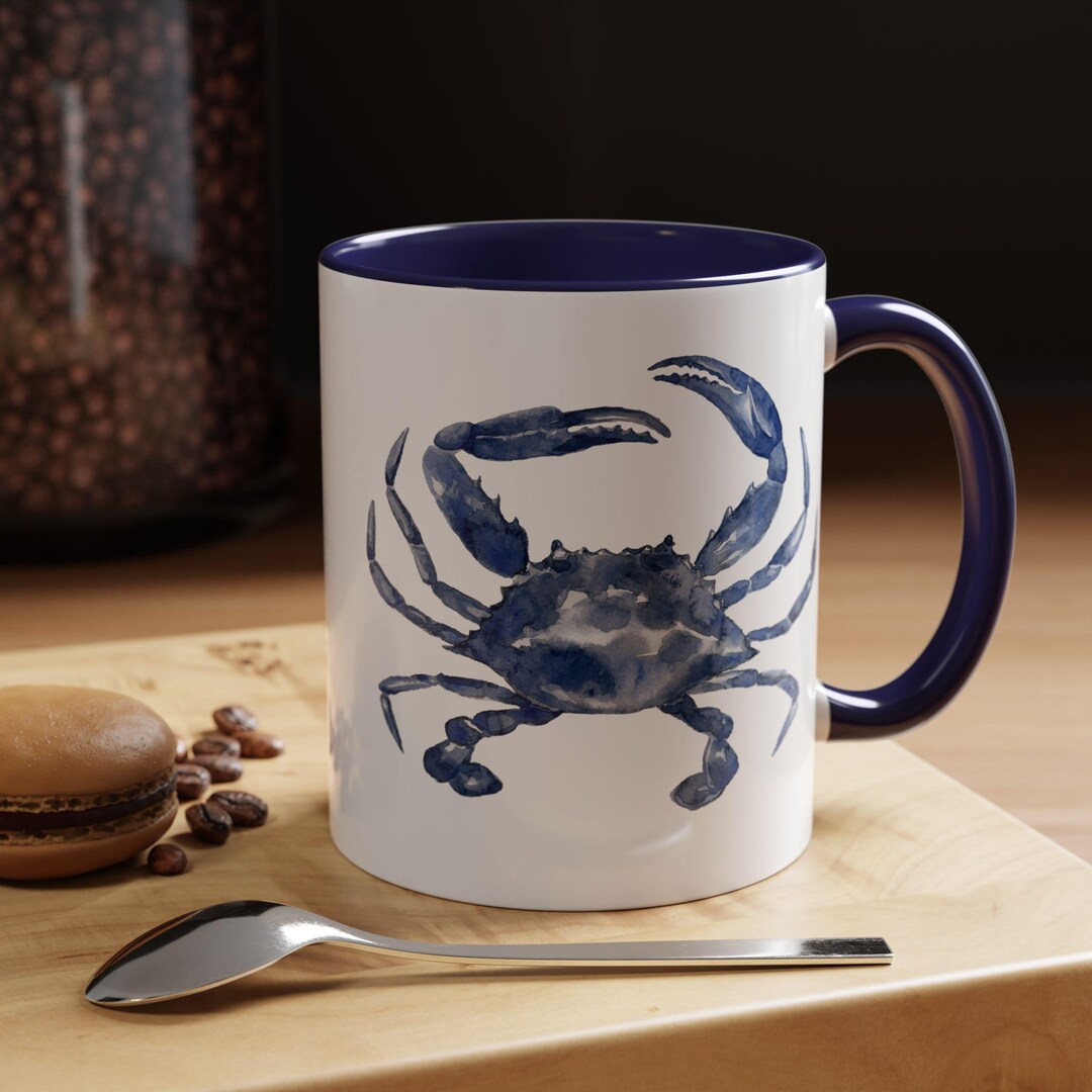 Watercolor Blue Crab Coffee Mug: Coastal Kitchen Decor - Etsy