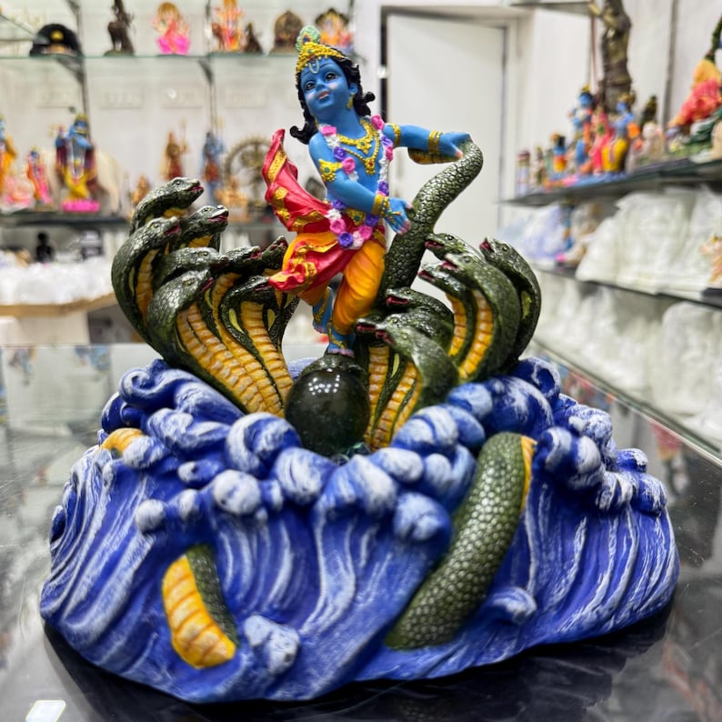 Big Baby Krishna Idol on Snake (kaalia Krishna) -handpainted-length-9 ...