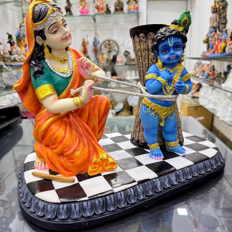 Maa Yashoda Binding Baby Krishna-handpainted-damodar Leela-height-12.5 ...