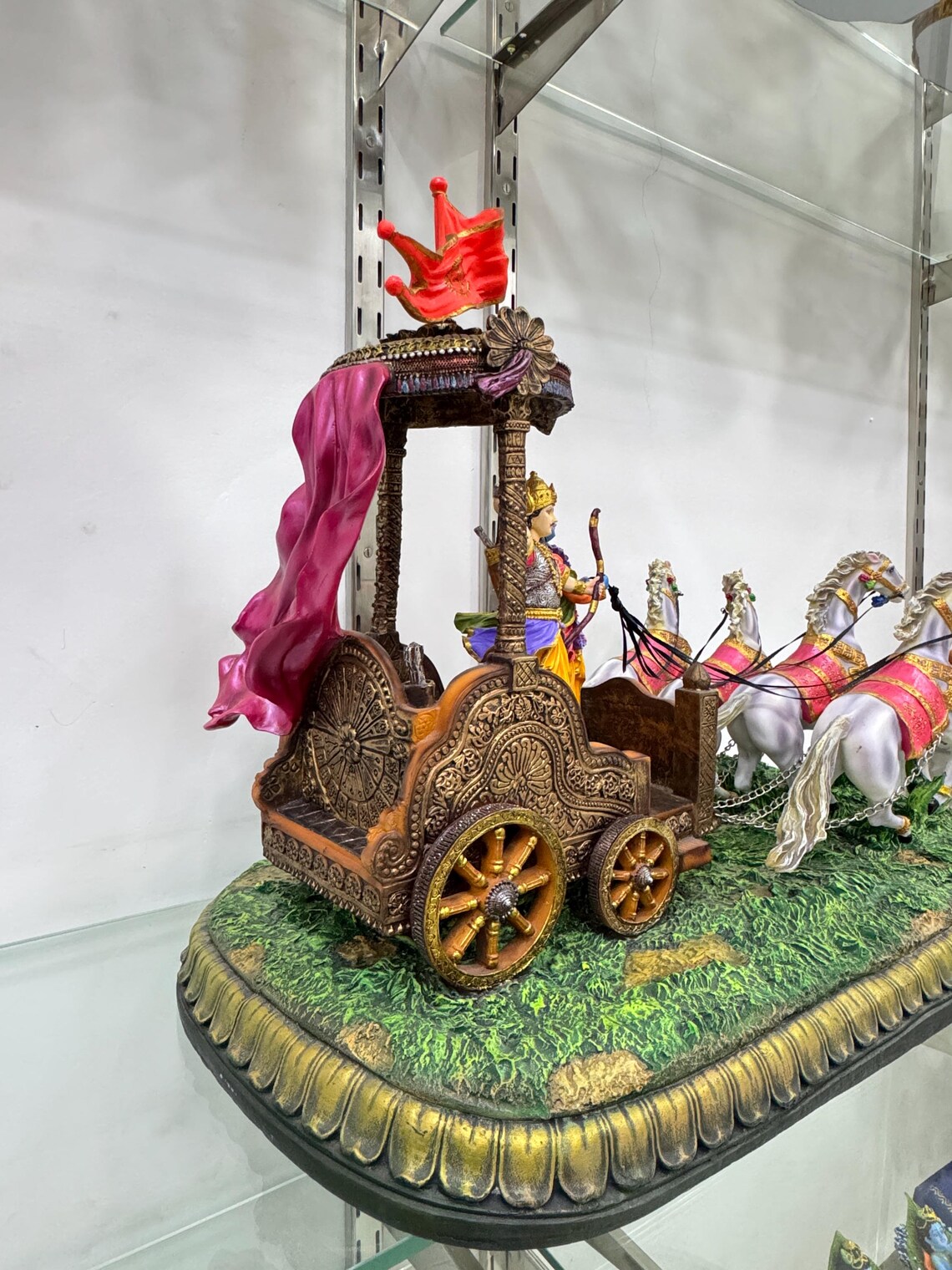 Large Krishna Arjun on Geeta Rath-mahabharat Scene Depiction Idol ...