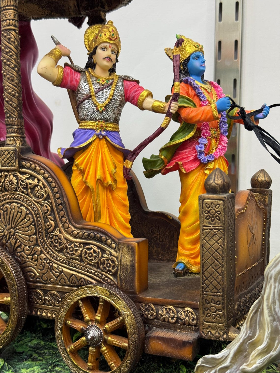 Large Krishna Arjun on Geeta Rath-mahabharat Scene Depiction Idol ...