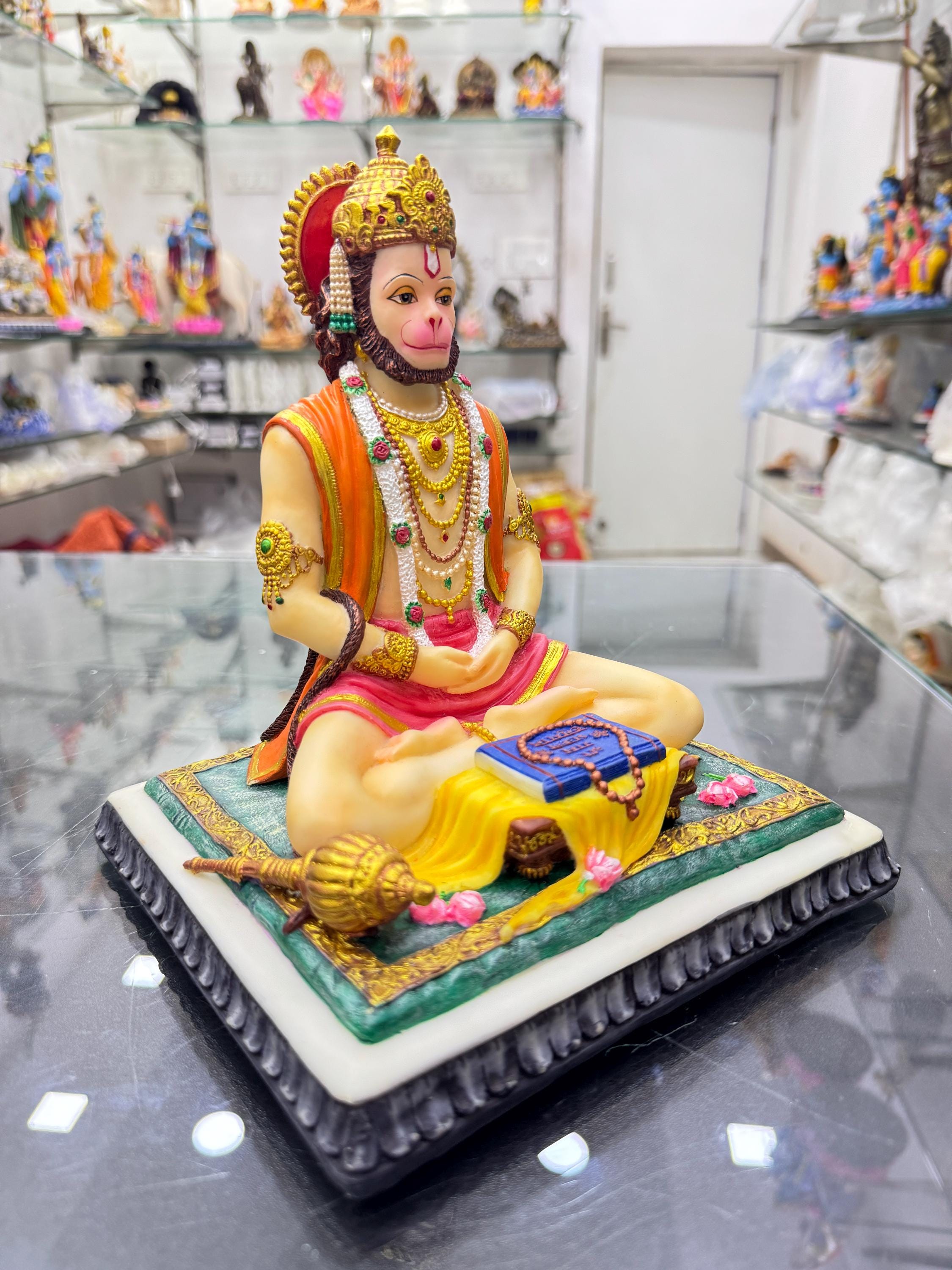 Hanuman Idol Meditating Pose With Book-height-8 Inches-handpainted - Etsy