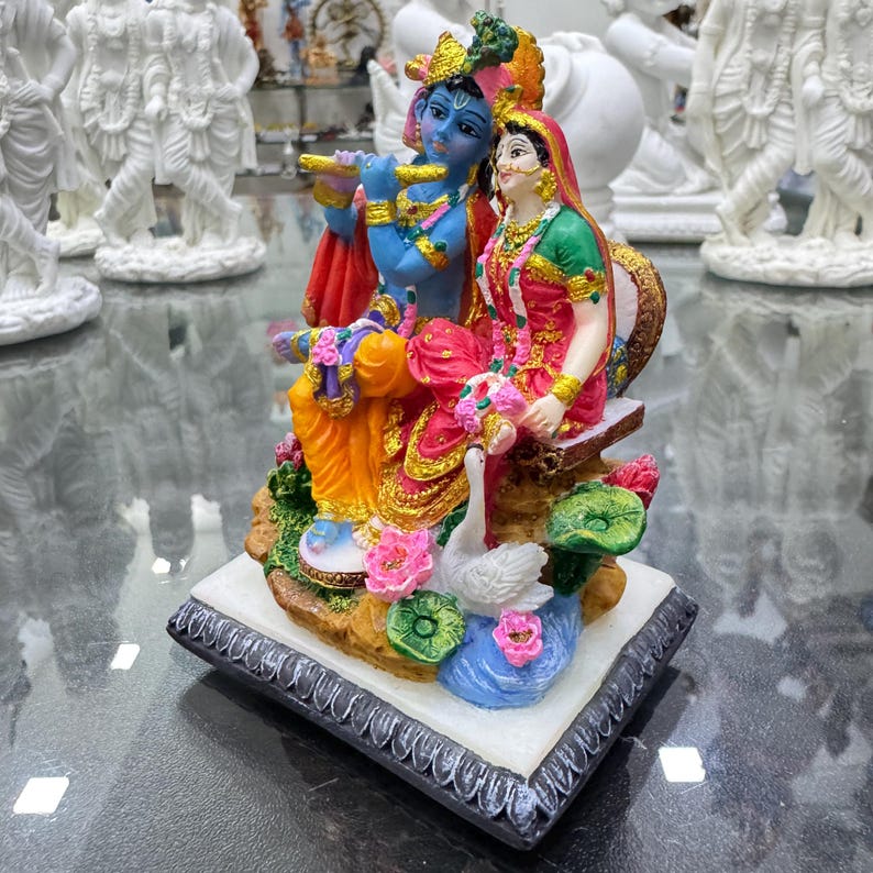 Small Sitting Radha Krishna Idol-height-4 Inches-handpainted-statue for ...