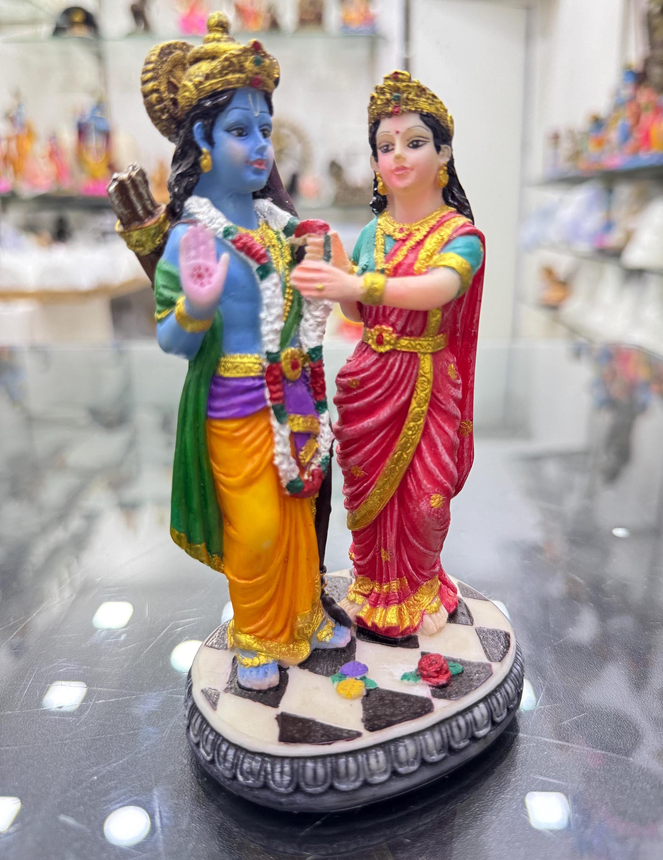 Standing Ram Sita Garlanding Pose Idol on Base-height-6 Inches ...