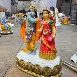 Medium Sitting Radha Krishna Idol Standing on Base-height-6 Inches ...