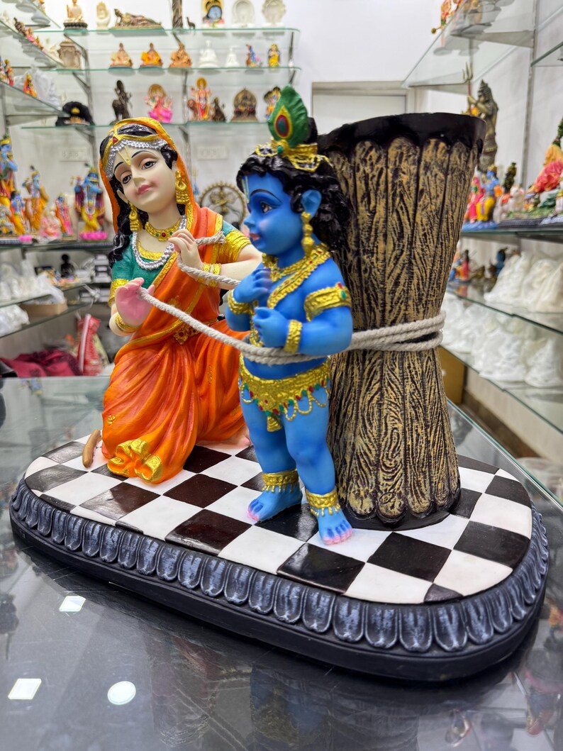 Maa Yashoda Binding Baby Krishna-handpainted-damodar Leela-height-12.5 ...