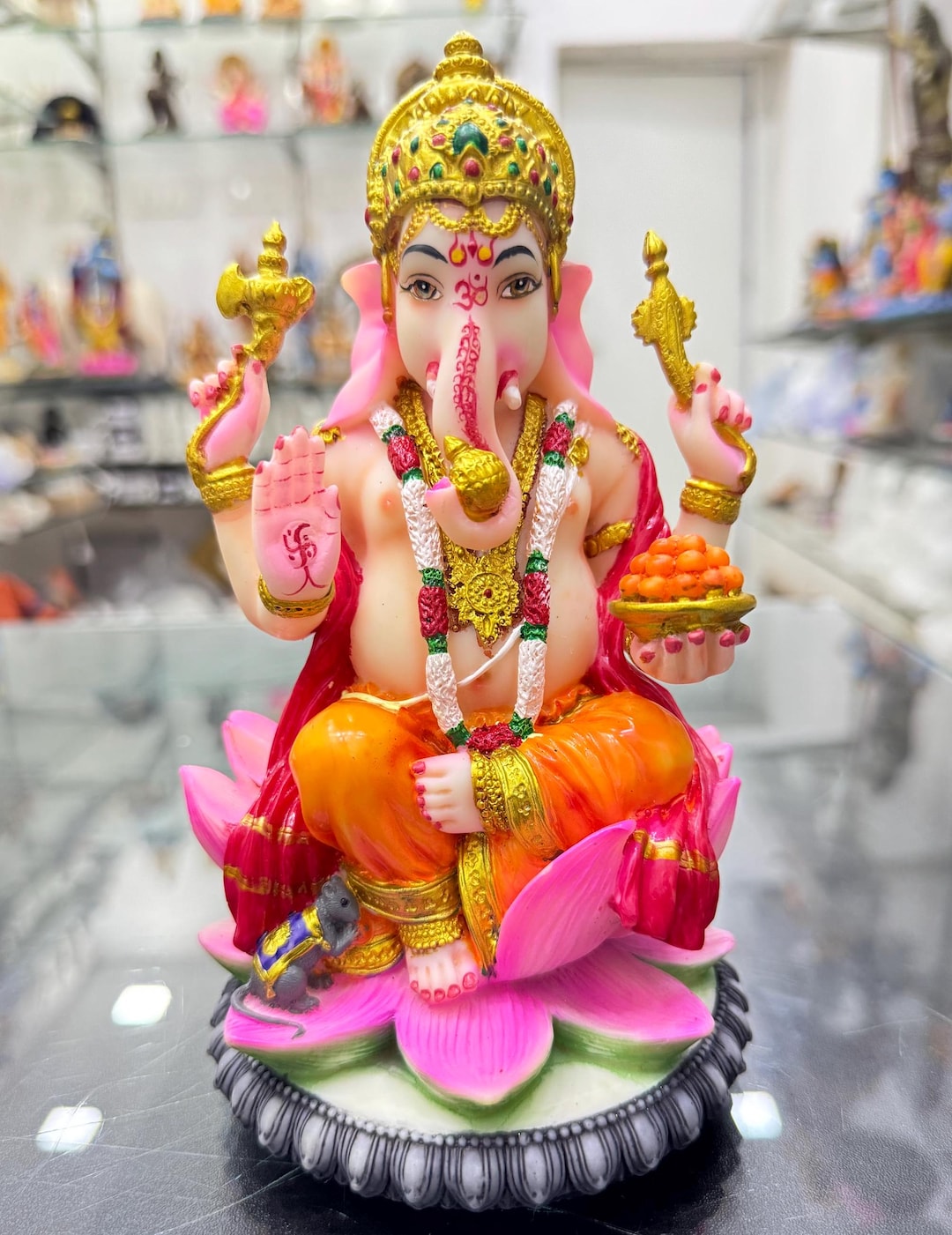 Sitting Ganesh Statue Hand Painted Ganpati Murti-height-7.5 Inches ...
