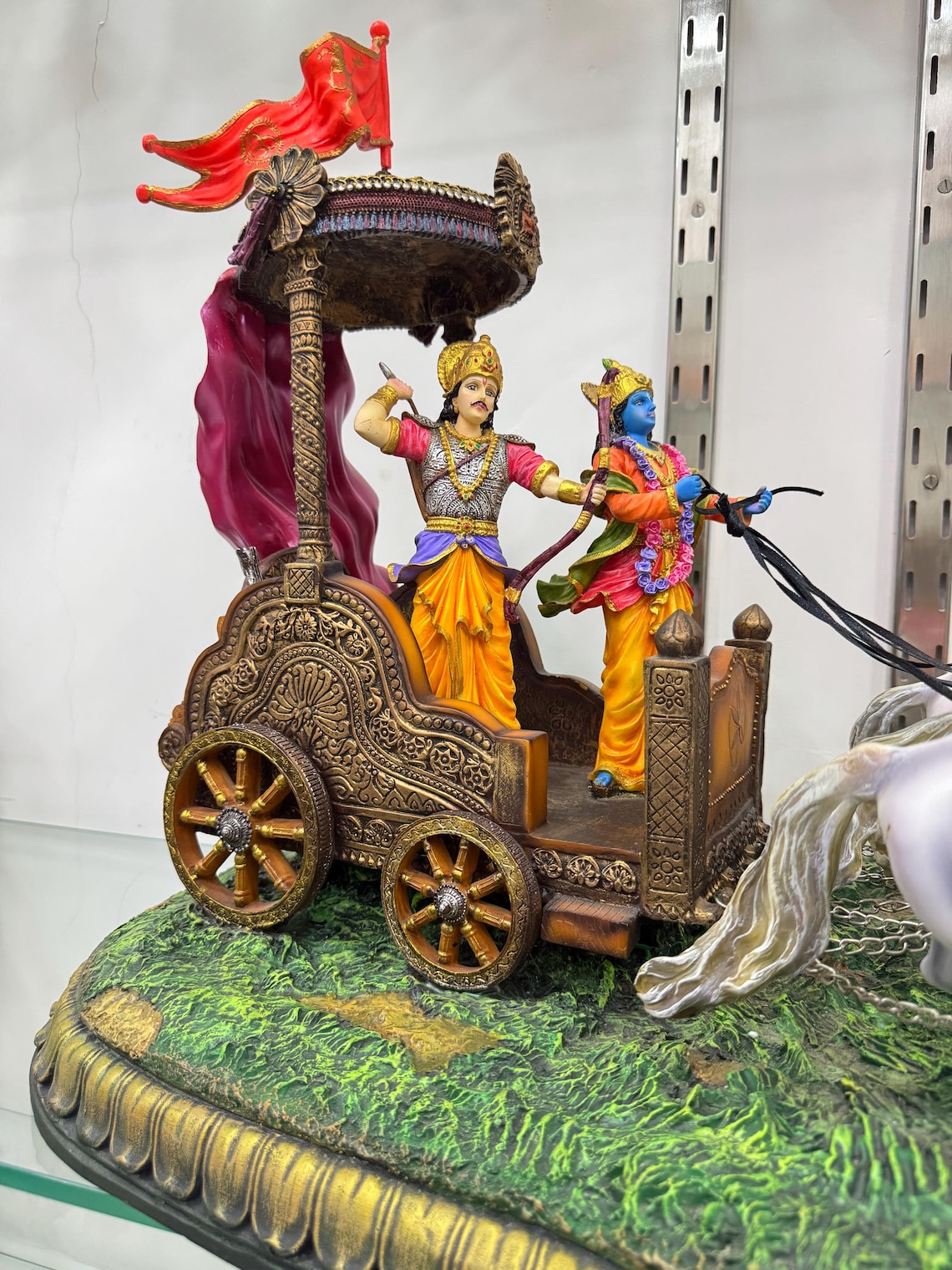 Large Krishna Arjun on Geeta Rath-mahabharat Scene Depiction Idol ...