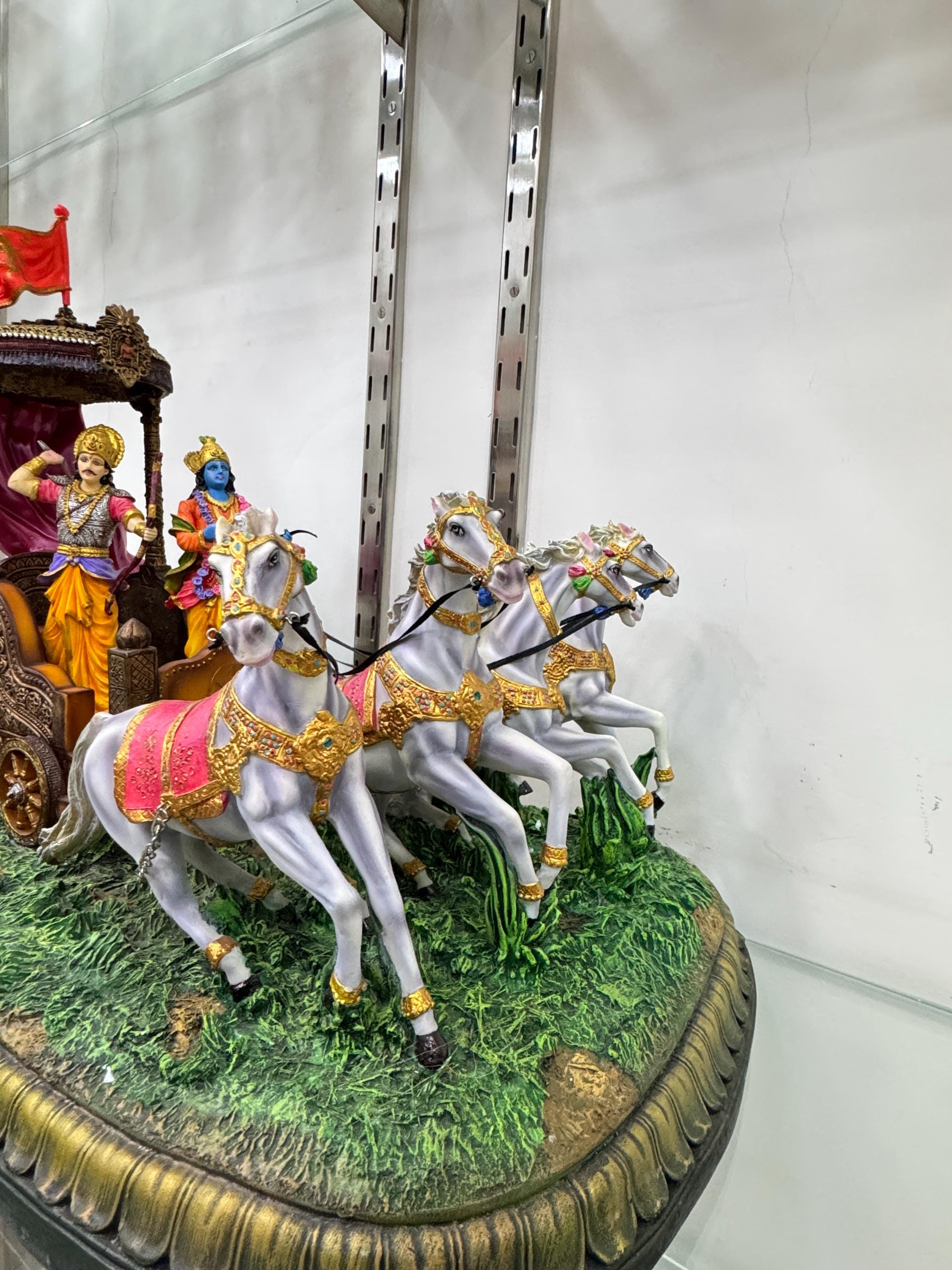 Large Krishna Arjun on Geeta Rath-mahabharat Scene Depiction Idol ...