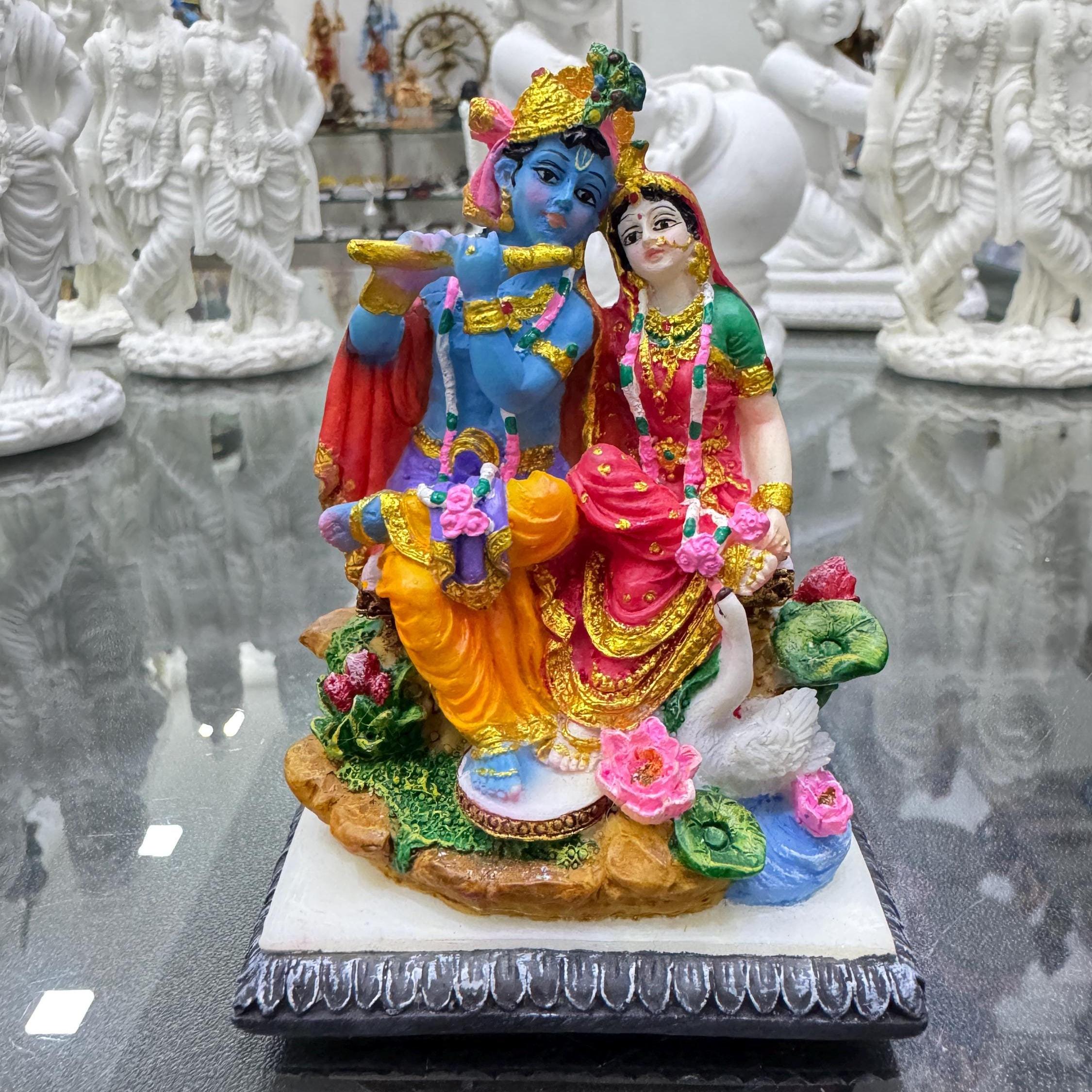 Small Sitting Radha Krishna Idol-height-4 Inches-handpainted-statue for ...