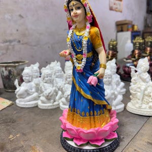 Radha Rani Idol Standing on Lotus Base-height-10.5 Inches-handpainted ...