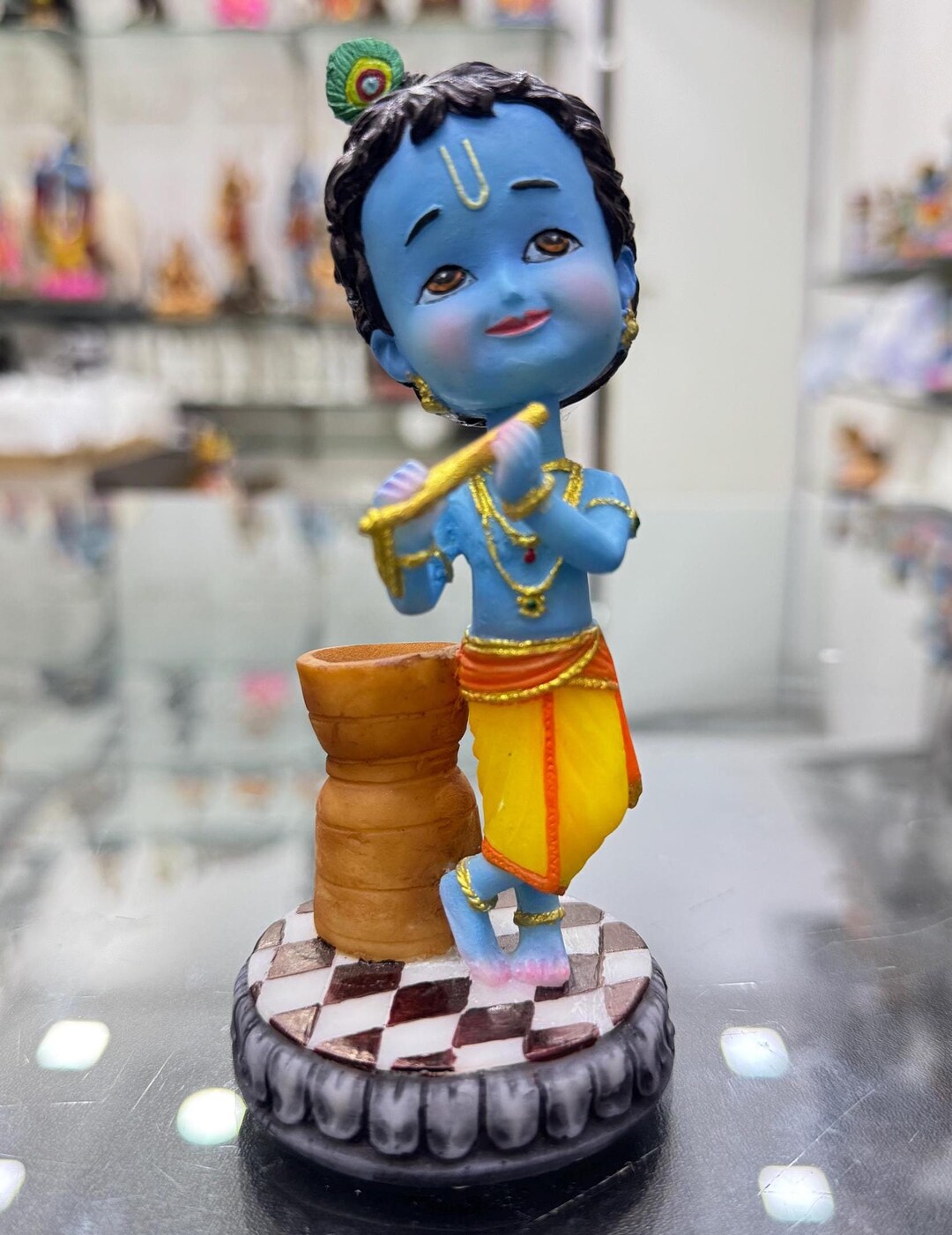 Standing Cartoon Krishna Idol Besides Okhli Version-handpainted-height ...