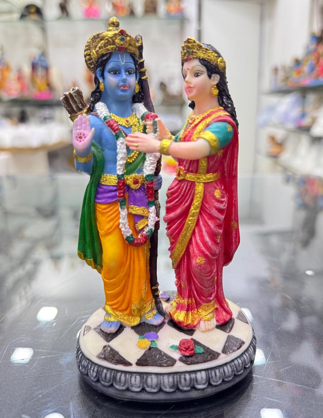 Standing Ram Sita Garlanding Pose Idol on Base-height-6 Inches ...