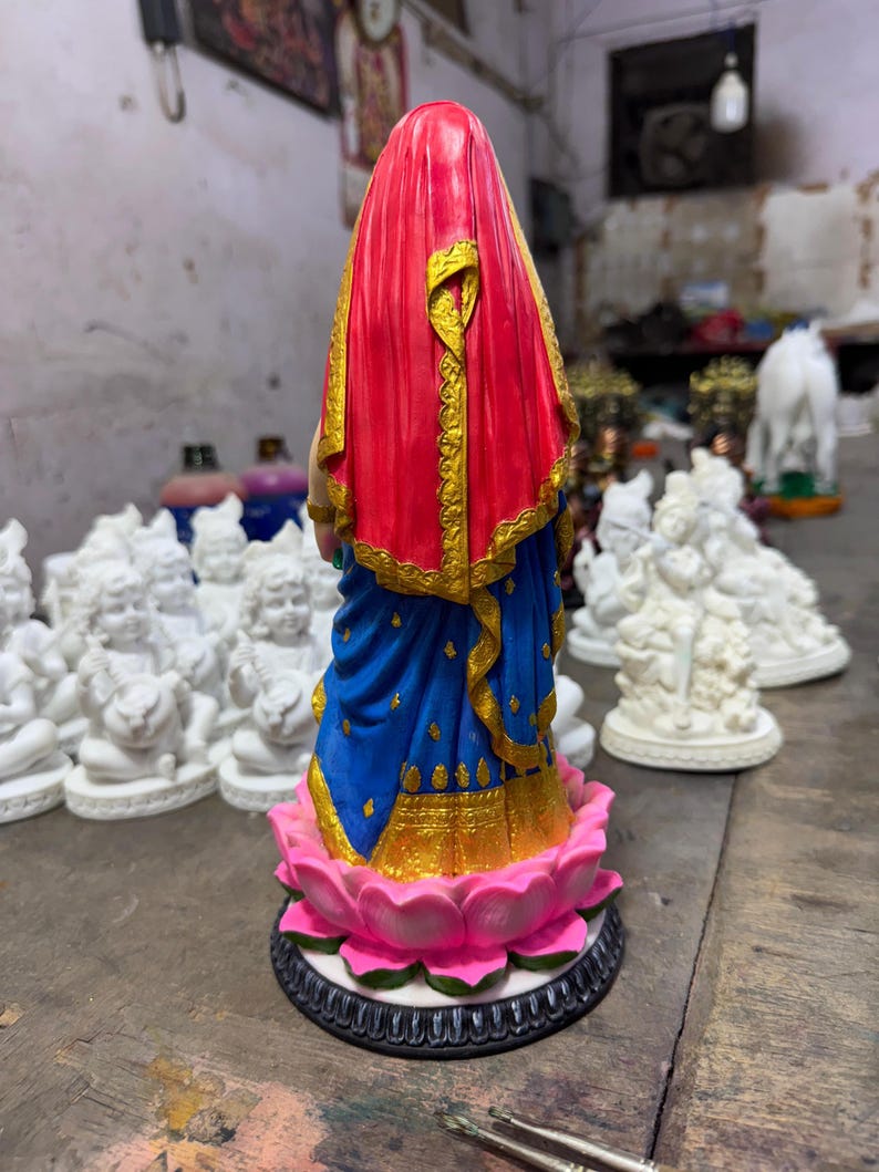 Radha Rani Idol Standing on Lotus Base-height-10.5 Inches-handpainted ...