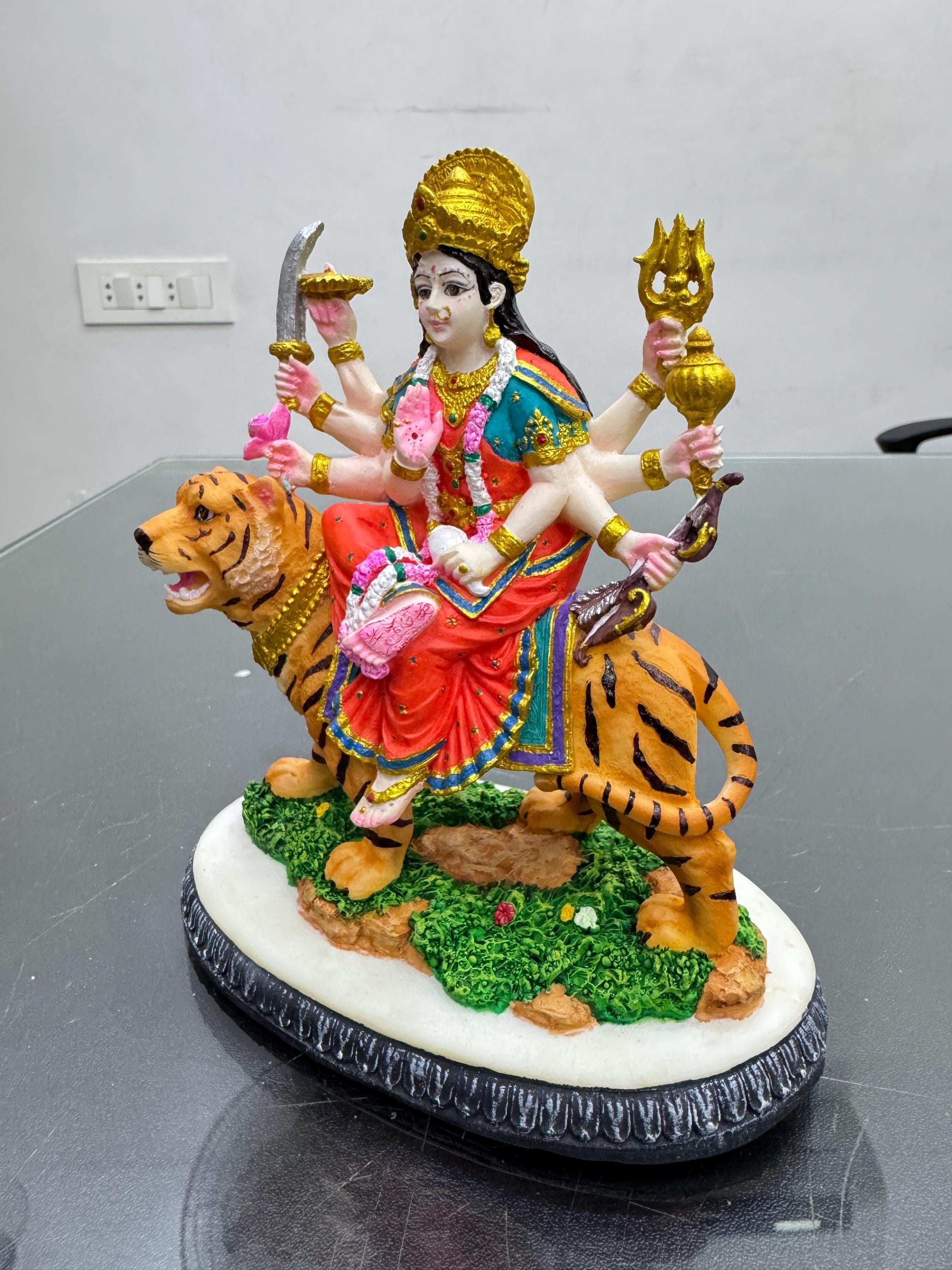 Durga Devi Idol Sitting on Lion-hand Painted-height-6 Inches-resin ...