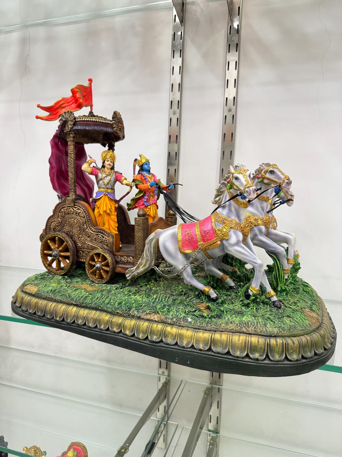 Large Krishna Arjun on Geeta Rath-mahabharat Scene Depiction Idol ...